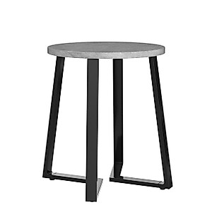 ODIKA Round Mod Concrete Side Table - Small End Table Plant Stand for Living Room Bedroom or Patio