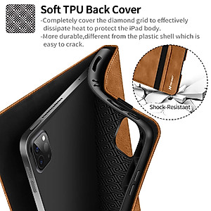 H HOLIMET Case for iPad Pro 11 inch 2022 4th/3rd/2nd/1st Generation 2021/2020/2018 with Pencil Holder PU Leather Protective with Pocket Soft TPU Back Shockproof