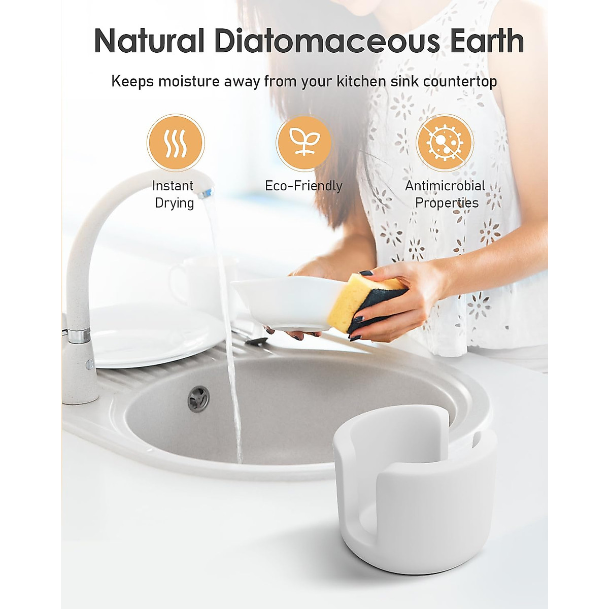 Diatomite Sponge Holder for Kitchen Sink, Diatomite Quick Dry Sponge Holder, Dish Stone Sponge Holder for Kitchen Sink, Diatomaceous Earth Sponge Holder