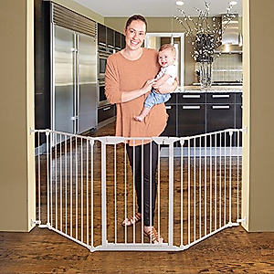 Dreambaby Newport Adapta Baby Gate - Use at Top or Bottom of Stairs - for Straight, Angled or Irregular Shaped Openings (White)