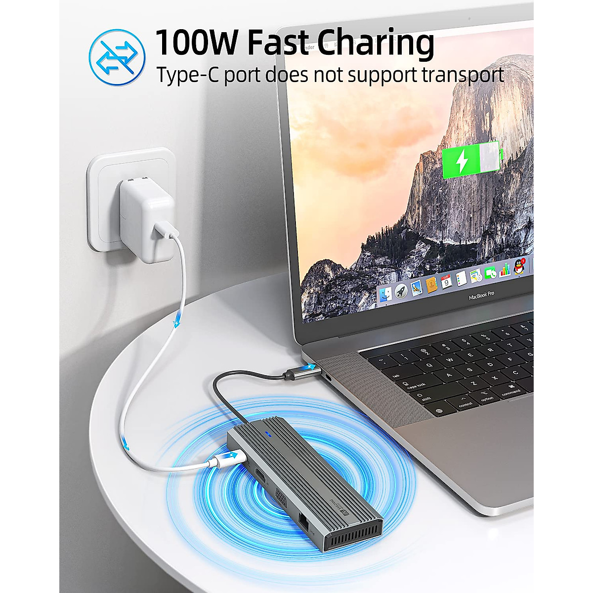 SANZANG USB C Hub, 10-in-1 Docking Station, USB C to HDMI Adapter, USB C Hub Ethernet, 100W PD, 3 USB-A USB 3.0 for MacBook, Steam Deck, iPad, Surface Pro, Chromebook (Grey)