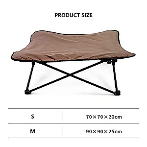 HYLK Elevated Dog Bed, Foldable Pet Bed, Indoor Outdoor Pet Camping Raised Cot, Stable Durable Frame Breathable Mesh, for Cats Small Medium Dogs Grey-M