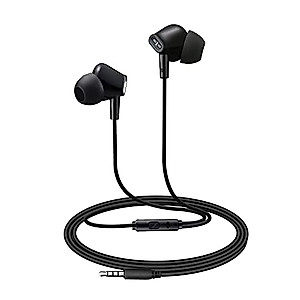 Aylaa Wired Earbuds Headphones with Microphone Noise Isolating Stereo Bass in-Ear Earphones – for Smartphones, Tablets, Schools, Ipads, Multiuse - 3.5mm Plug in Audio Jack - Black