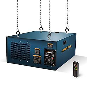 POWERTEC AF1045 Remote Controlled 3-Speed Air Filtration Systems (655/875/1060 CFM) Woodworking, Hanging Air Filter for Shop Dust Collectors, Workshop and Garage