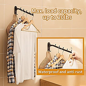 Danpoo Folding Clothes Hanger Rack, Stainless Steel Swing Arm Hook Holder, Clothing Hanging System Drying Closet Storage Organizer Wall Mount Chrome (Black)