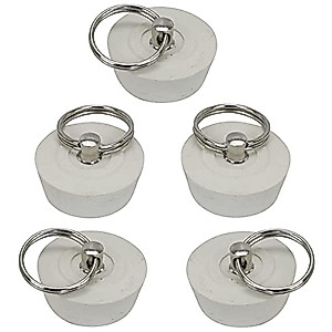 Harrier Hardware Solid Rubber Sink Stopper Plug, White, Tapered 1 to 1.1-Inch Diameter, 5-Pack