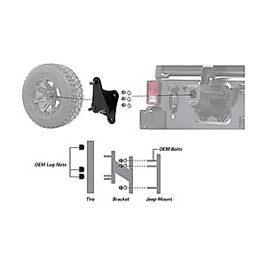Extreme Max 5001.5797 Spare Tire Relocation Bracket for 2007-2018 Jeep Wrangler JK Models,Black