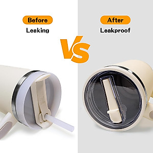 2 PCS 40 oz Replaceable Tumbler Flip Straw Lid for Stanley Quencher, Reusable Tumbler Cover Fit for HydroJug Traveler, Spill-Proof Splash Resistant Tumbler Lids (Cream White*2)