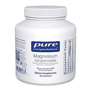 Pure Encapsulations Magnesium (Citrate/Malate) - Magnesium Supplement to Support Nutrient Utilization, Energy, Bones & Heart Health* - with Magnesium Citrate & Malate - 180 Capsules