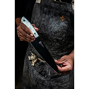 Middleton Made Knives Echo 8 Inch Chef Knife - Handmade Professional Chef Knife - Chefs Knife Made with AEB-L Stainless Steel - USA Made Knife - Great Chef Gifts - Blue