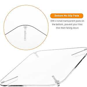 CaSZLUTION Desktop Stand for Apple Mac Mini 2010-2023, Transparent Acrylic Flat Stands Holder with Anti-Slip Rubber Feet Compatible with Apple M1/ M2 / M2 Pro Chip MAC Mini