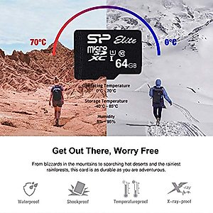 Silicon Power Elite 64GB microSDXC 2-Pack MicroSD Memory Card with Adapter for Nintendo-Switch, Wyze Cam