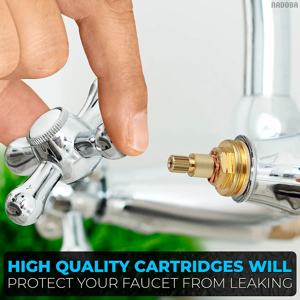 Brass Bathroom Sink Faucet Valve Stem - 2Pcs Hot and Cold Ceramic Disc Stem Quarter Turn 1/2,50mm x 10mm Spline Length 20 Teeth Bathroom Faucet Cartridge Replacement - Bathroom Faucet Stem Replacement