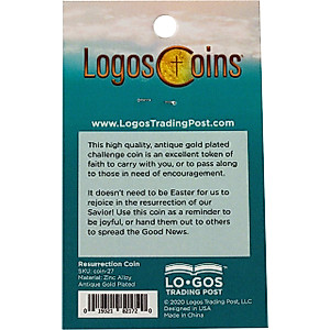 Easter Resurrection Coin, He is Risen, Bulk Pack of 3, Handout for Church Service, Christ is Alive & Empty Tomb, Jesus Son of God Challenge Coin, Religious Antique Gold-Color Plated Prayer Token Gift