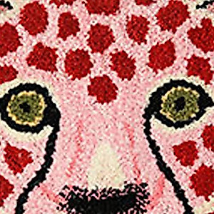 SISEY Soft Small Area Rugs, Tiger Shaped Rug Cute Cartoon Animals Lion/Panda Bath Mat Imitation Cashmere Non-Slip Absorbent Mats Carpet Door Use for Shower, Bedroom, Living Room, Pink Leopard