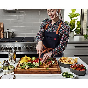 Sonder Los Angeles, Large Teak Wood Cutting Board for Kitchen with Juice Groove, Reversible Charcuterie Butcher Block 18x14x1.25 in (Gift Box Included)