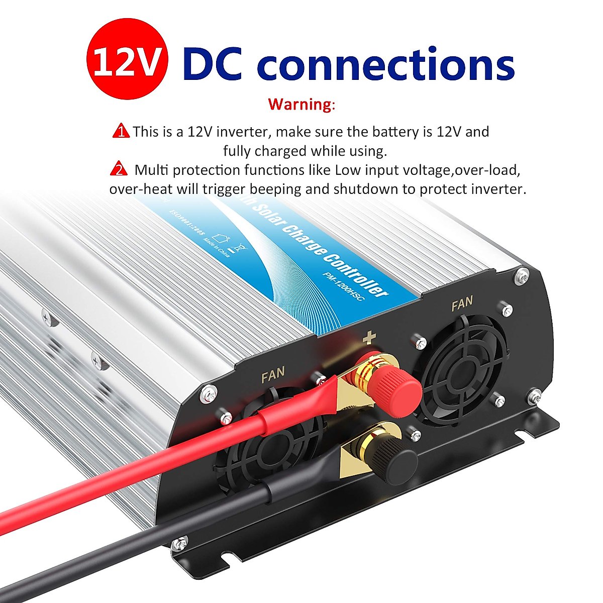 1200W Power Inverter DC12 Volt to AC 120 Volt with 20A Solar Charge Controller and Remote Control & USB Port for RV Truck Solar System