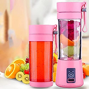 Portable Mixer Multifunctional USB Electric Blender Food Smoothie Maker Blender Stirring Rechargeable 6-leaf Fruit Juicer Cup (pink)