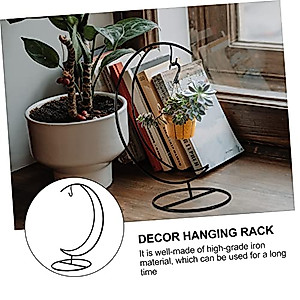Happyyami 2pcs Moon Bracket Desktop Stand Garment Rack Small Plant Pot Hook Earth Ornament Wedding Decoration Rack Doll Hanging Basket Bracket Botanical Decor Air Plant Hanger Iron Black Air