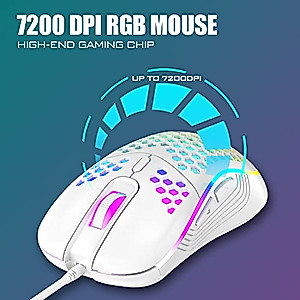 RedThunder 60% Mini Gaming Keyboard and Mouse Combo, Lightweight, Ultra-Compact 61 Keys RGB Backlit,7200 DPI Honeycomb Optical Mouse, Wired Gaming Set for PC MAC PS5 Xbox Gamer(White)