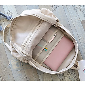 CHERSE Kawaii Backpack Cute Aesthetic Backpack Aesthetic School Supplies Korean School Bag for Girls Mochila (beige)
