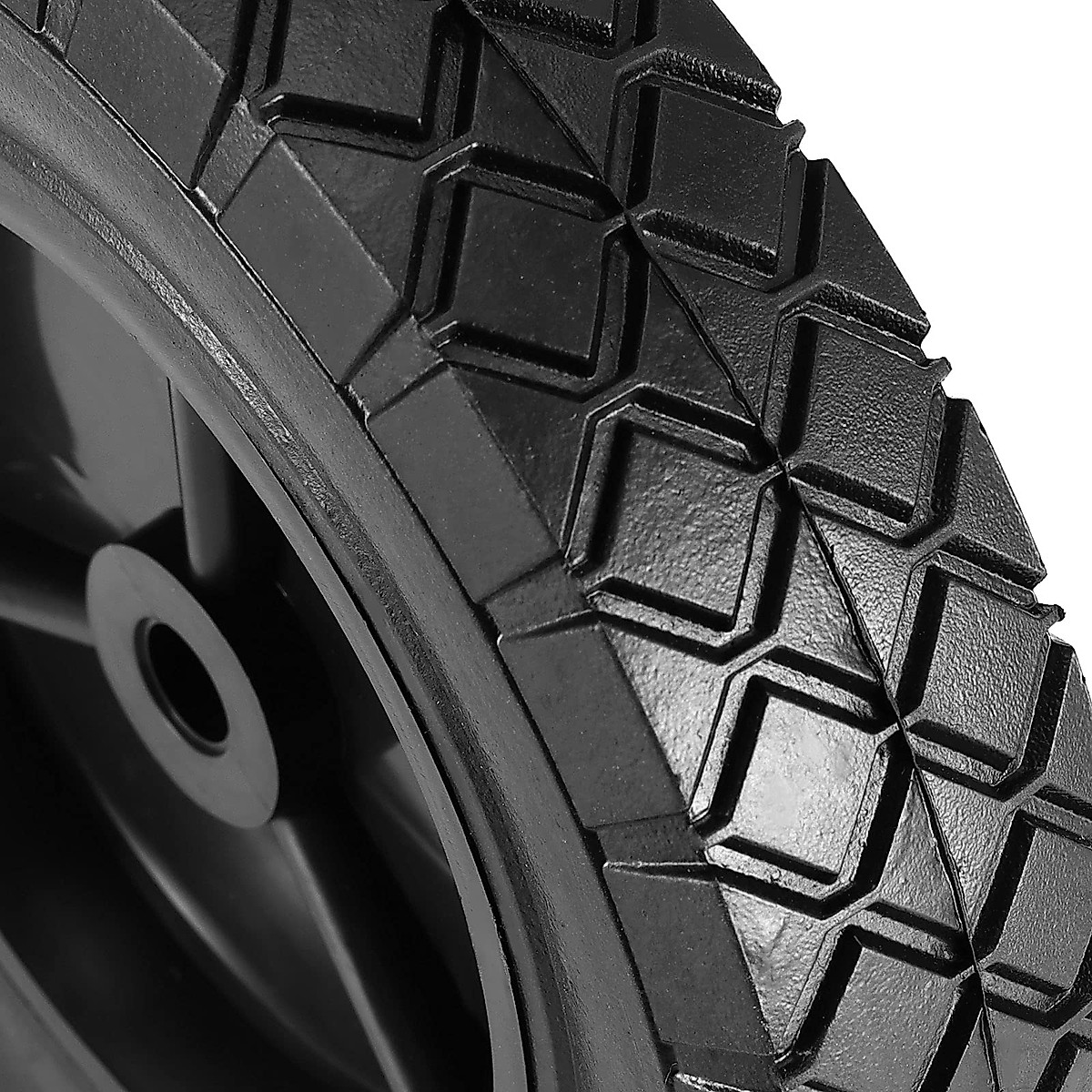 HEIHAK 4 PCS 8 x 1.75 inch Solid Rubber Hand Truck Wheel, Universal Flat Free Lawn Mower Wheels with 1/2 Inch Axle, Replacement Tire for Hand Truck Dolly Cart Compressor, 110 LBS Load Capacity