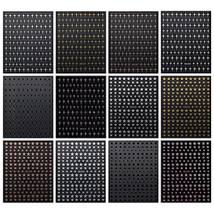 JMEOWIO 12 Sheets Colorful Star Nail Art Stickers Decals Self-Adhesive Pegatinas Uñas Silver Nail Supplies Nail Art Design Decoration Accessories