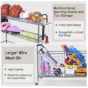 WEYIMILA Sports Equipment Organizer for Garage, Garage Sports Organizer, Toy Storage, Nerf Gun Storage, Garage Storage Rack for Outdoor, Indoor, Steel, Gray