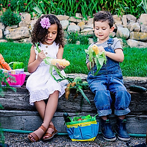 Kids Gardening Tool Set Bundle Includes 2 Color Variations (Pink and Blue) and a Delightful How to Garden Tale Board Book in Each Toy Set