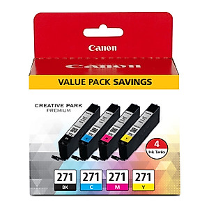 Canon CLI-271 BK/CMY 4 Color Value Pack Compatible to MG6820, MG6821, MG6822, MG5720, MG5721, MG5722, MG7720, TS5020, TS6020, TS8020, TS9020