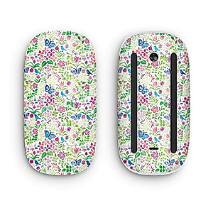 Design Skinz Butterflies and Flowers Watercolor Pattern V2 Vinyl Decal Compatible with The Apple Magic Mouse 2 (Wireless, Rechargable) with Multi-Touch Surface