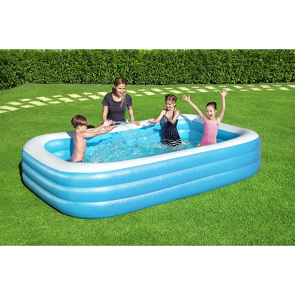 H2OGO! Blue Rectangular Inflatable Family Pool (10' x 6' x 22")