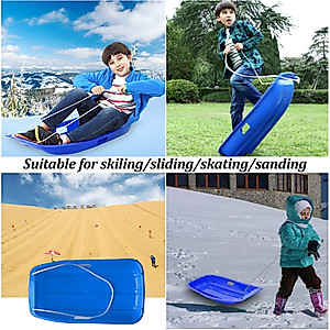 Atalawa Snow Sleds Toboggans, Sledges & Toboggans Heavy Duty Sledge Toboggan Sleigh Sled Plastic Unisex Ski Fun Board, 1 Pack Blue