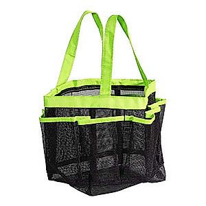 uxcell Portable Caddy with 7 Mesh Storage Pockets, Quick Dry Shower Tote Bag Oxford Hanging Toiletry and Bath Organizer for Shampoo, Conditioner, Soap Other Bathroom Accessories, Green