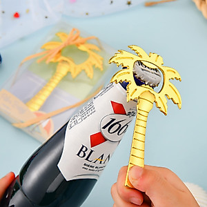 50PCS Coconut Tree Bottle Openers for Wedding Favors, Hawaiian Bridal Shower or Baby Shower Party Gifts for Guests Bulk (Gold)