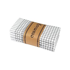 Cosmiaty Kitchen Towels – Dish Towels Suitable for Kitchen Gifts | Set of 5 100% Cotton Tea Towel | Vintage Style Kichen Cloths (Grey, 5)
