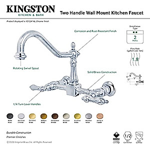 Kingston Brass KS1243AL Heritage Bridge Kitchen Faucet, 9-7/16 inch in Spout Reach, Antique Brass