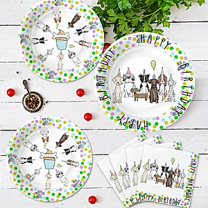 Xigejob Puppy Dog Birthday Party Supplies, Dog Party Decorations Tableware, Paper Plate, Cup, Napkin, Tablecloth, Cutlery, Straw, Puppy Dog Theme Birthday Baby Shower Decorations Dinnerware | Serve 24