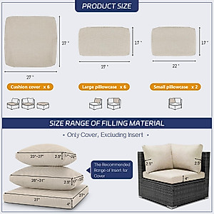 BULEXYARD Patio Sofa Cushion Covers Replacement for Outdoor Furniture Set Cushions Cover Backrest Pillow Covers (Beige, 662)