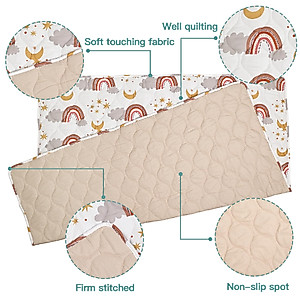 Playpen Mat,Thick & Soft 50x50 Play Mat for Playpen,One-Piece Crawling Mat for Floor Compatible with TODALE and LIAMST Playpen,Non Slip Cushioned Baby Mats for Infants,Babies,Toddlers(Rainbow)