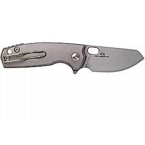 FOX Knives Baby Core Folding Pocket Knife, M390 Super Steel Blade, Carbon Fiber, Micarta, or Titanium Handle Options, Designed by Jesper Voxnæs, Made in Italy (Titanium)