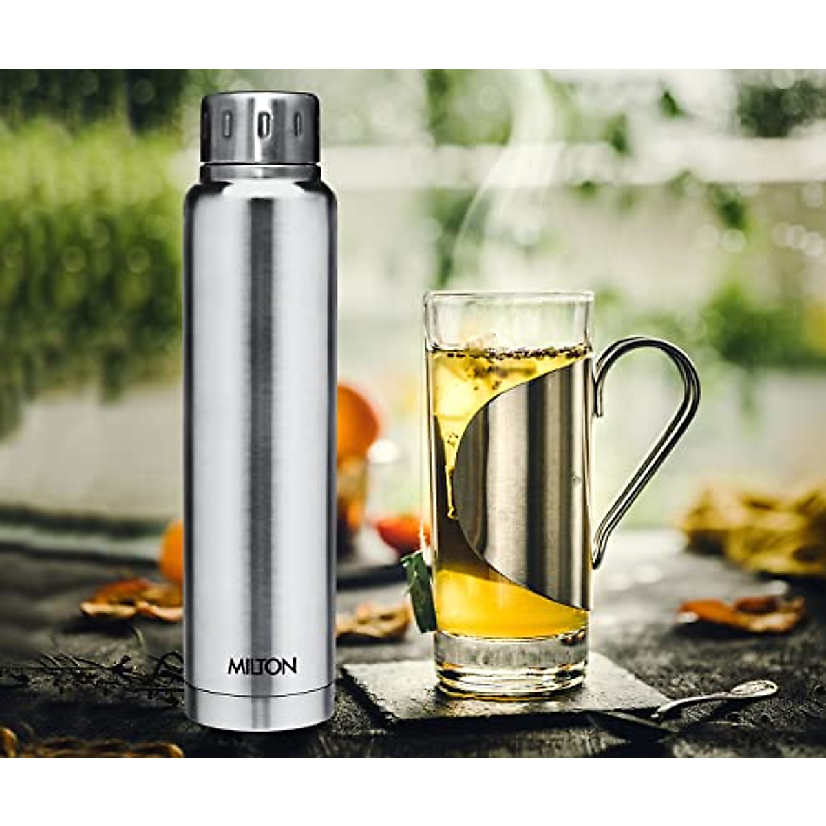 Milton Thermosteel Elfin 750, Vacuum Insulated Flask, 750 ml | 25 oz | 24 Hours Hot & Cold Water Bottle 18/8 Stainless Steel, Durable Body, BPA Free, Leak-Proof Simple Screw Lid | Silver