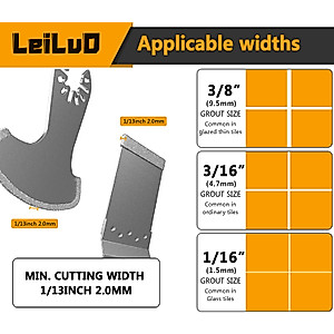 LEILUO Oscillating Multi Tool Blades 5 Pack Diamond Multitool Blades for Grout Removal Fit DeWalt Milwaukee Makita Ryobi and More