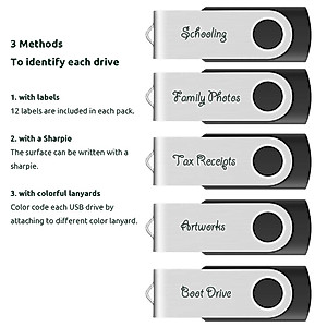 10-Pack Enfain 16GB USB 2.0 Swivel Flash Drives: Shareable Data Storage for Home & Office Use (Black)