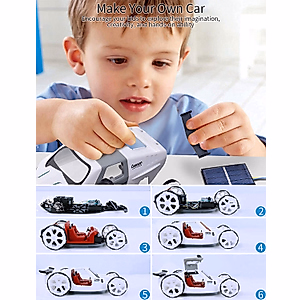 Masefu STEM Car Toy, DIY Eco-Engineering Science Assembly Vehicle with Openable Car Doors, Power by Sun Educational Experiment Building Car Kit for Kids 6+ Years Old Kids