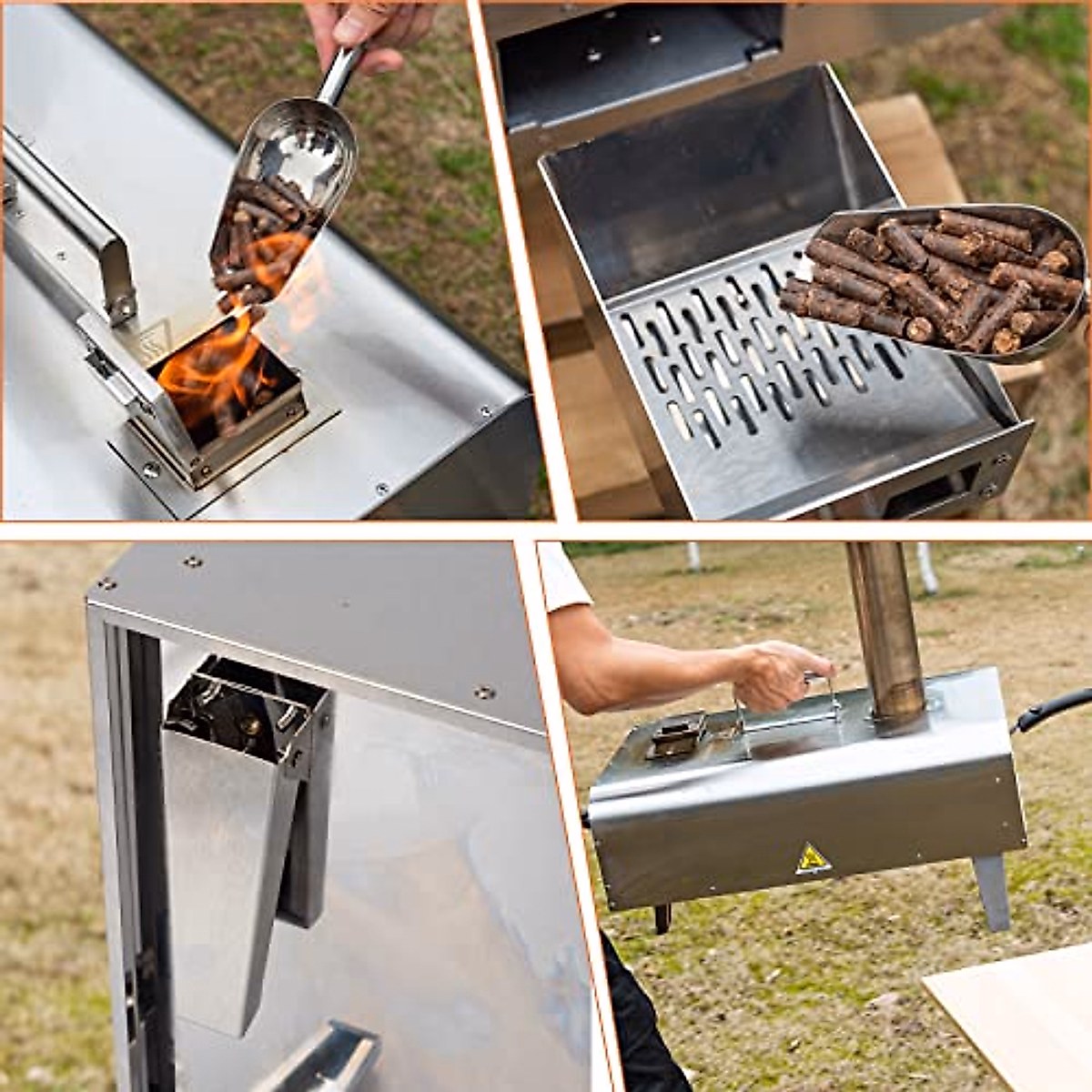 GYBER Henson Outdoor Pizza Oven Portable 12" Stainless Steel Backyard Grill Wood Pellet and Charcoal Fired Pizza Maker for Outdoor Garden or Camping Cooking with Pizza Stone, Foldable Legs