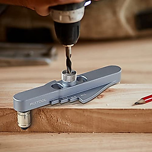 Ruitool Dowel Jig Kit, Self-centering Line Scriber Woodworking Tools, Drill Guide for Straight Holes,Including Drill Bit Set 1/4", 5/16", 3/8" & Drill Bit Stop Collar Set,Drill Jig for Hand Tools