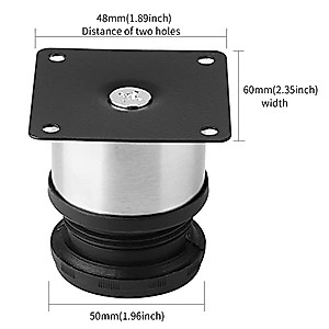 JIAKAI Pack of 4 Furniture Cabinet Adjustable Stainless Steel Round Kitchen Feet，Furniture Leg for DIY Furniture, Sofa Table Cabinets Shelves 50 x 50mm