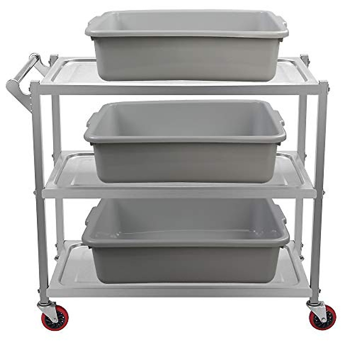 Ggbin Plastic Dish Tubs, Commercial Bus Box/Wash Basin Tote Box, 3-Pack(Grey, 13L)