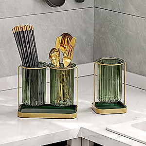 Generic Kitchen Utensil Holder Spoon Fork Holder Cutlery Holder Cutlery Storage Organizer Caddy Silverware Organizer Drying Rack Chopsticks Holder, Green